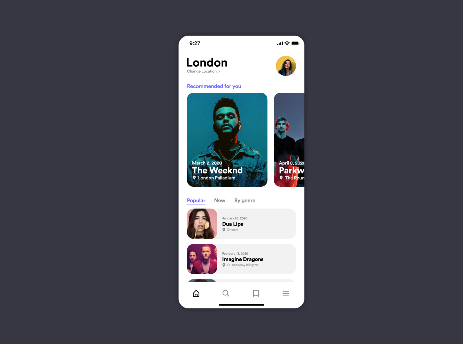 Concert App UI by Kevin CJ on Dribbble
