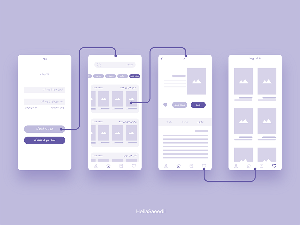 Bookstore App Wireframes by helia saeedi on Dribbble