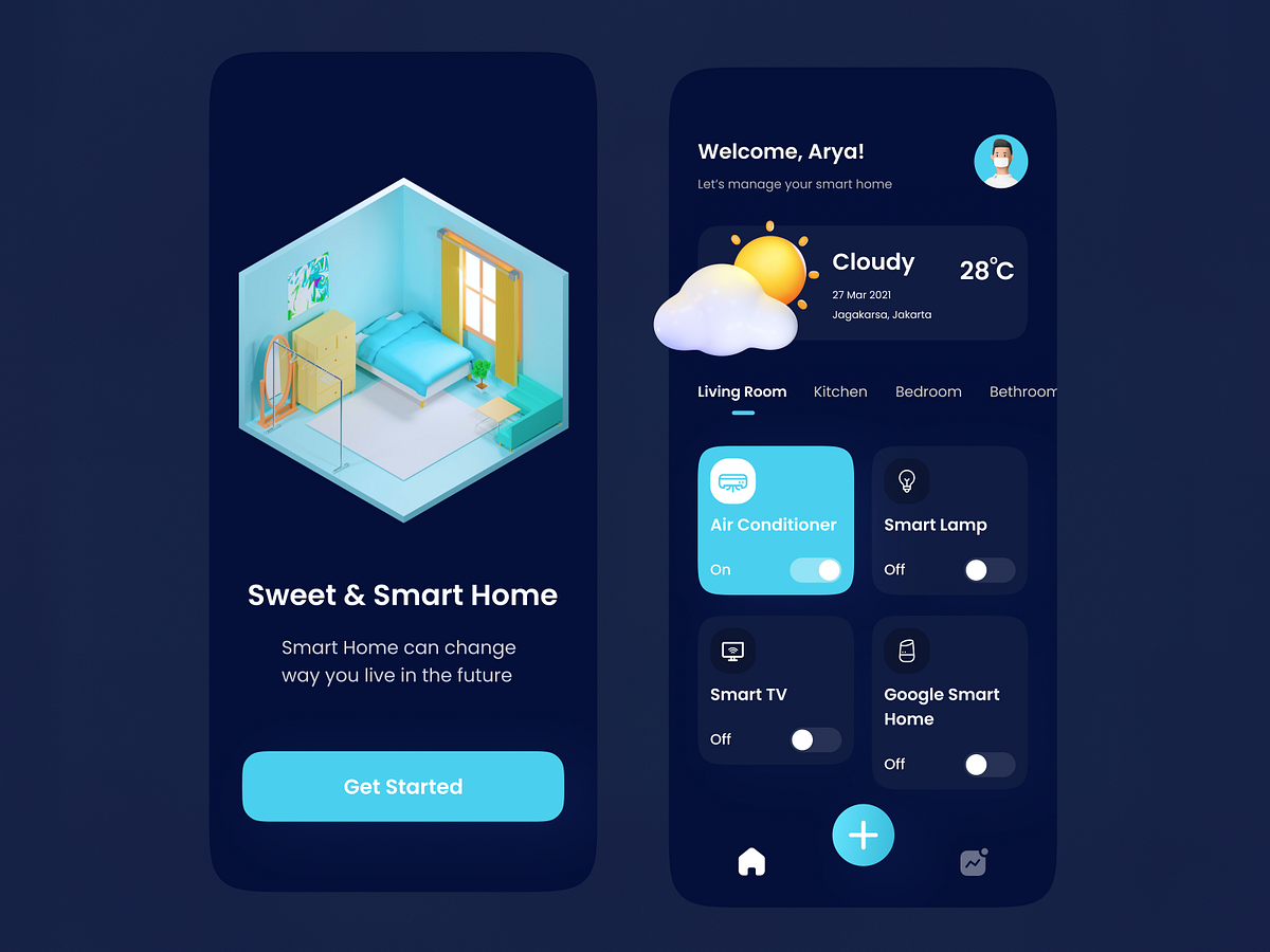 Smart Home Dark Mode App by Arya Wijaya Kusuma for Plainthing Studio on ...
