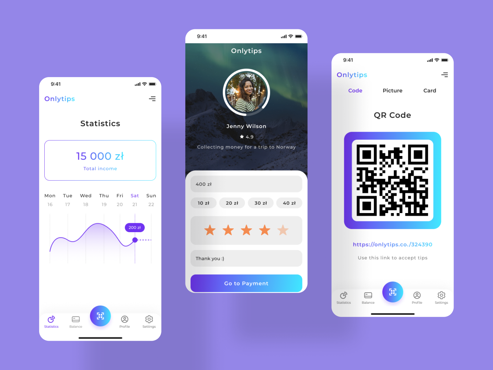 Onlytips - non-cash tip app by Grigory Kazarinov on Dribbble