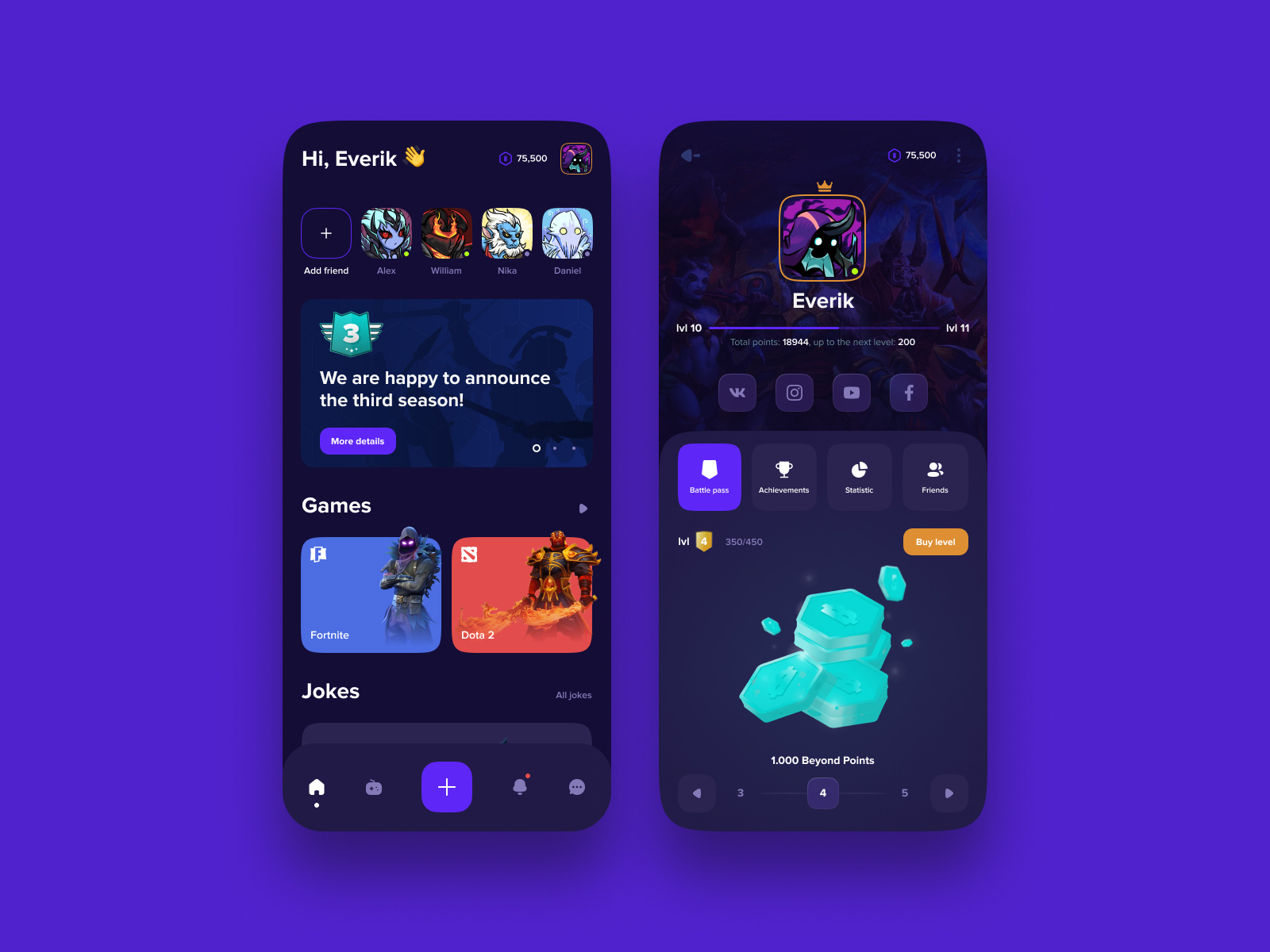 Gaming mobile app - concept by Artem Usachev on Dribbble