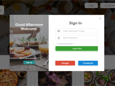 Login Popup for food site. by Renz Adden on Dribbble