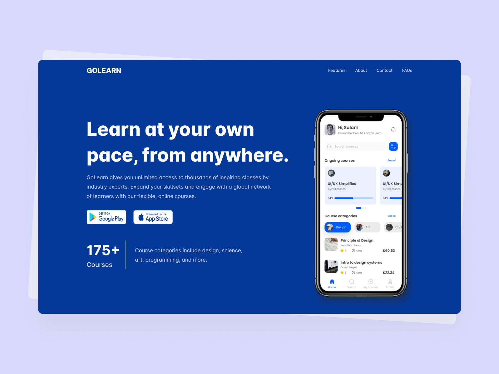 Hero section for GoLearn (Concept 3) by Abdulsalam Ayinla on Dribbble