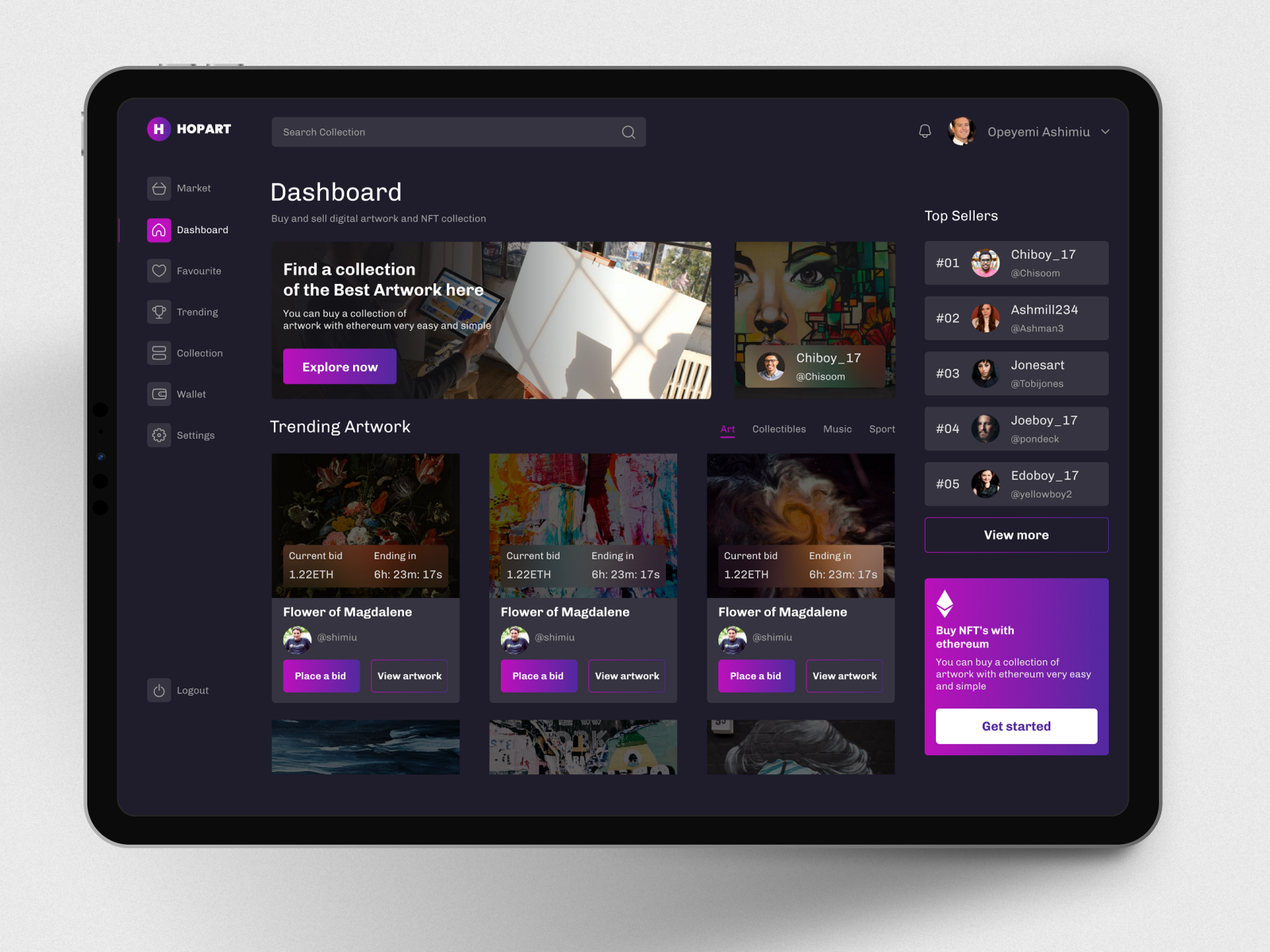 NFT Seller Dashboard by OWOLU OPEYEMI on Dribbble
