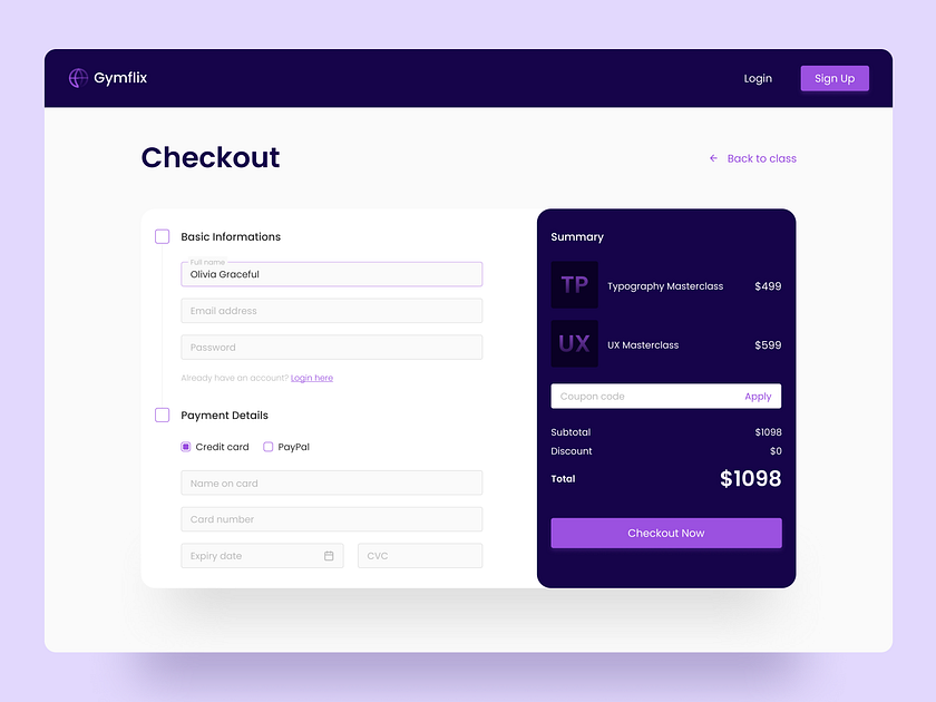 Checkout Page - Web Design by Olivia Anggun Permatasari on Dribbble