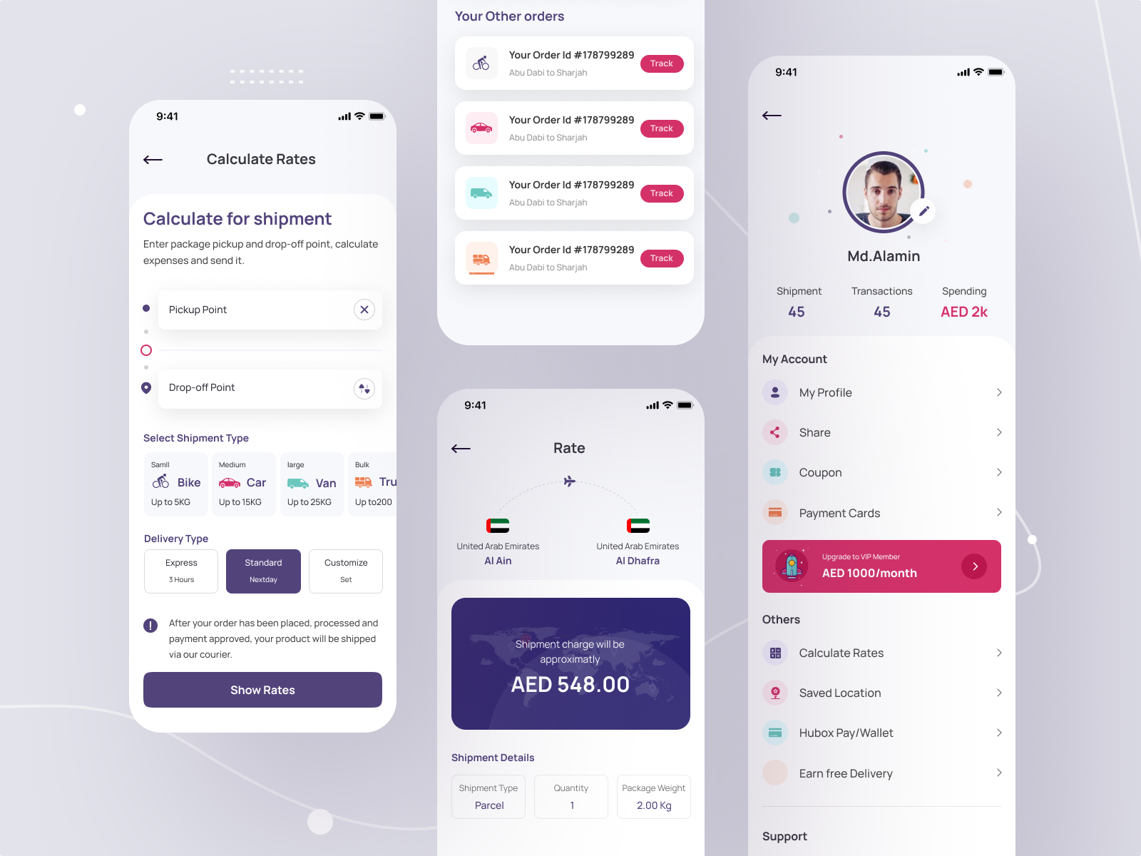 Parcel Delivery App UX UI by Nasir Uddin on Dribbble