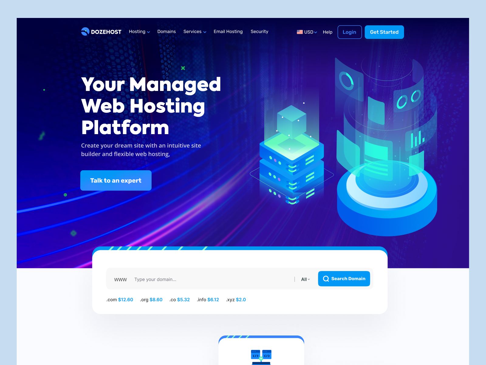 Hosting Platform by Nasir Uddin on Dribbble