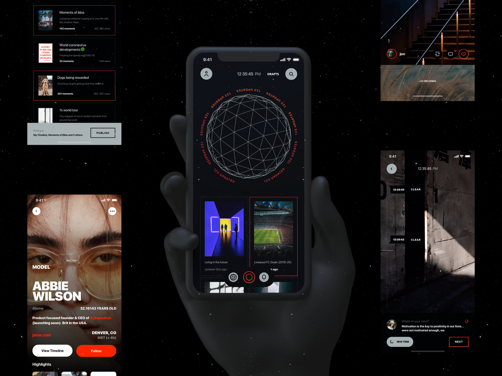 Stopwatch - Social Media App UI by Nikola Uzunov ☛ on Dribbble