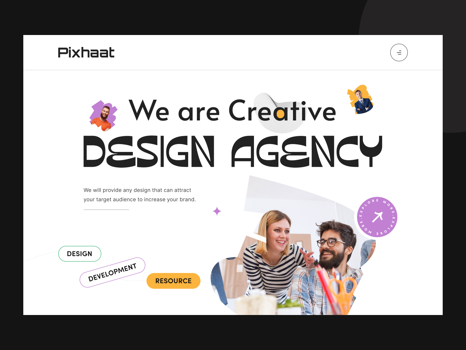 Creative Design Agency Header Design by MD Aminur Islam on Dribbble