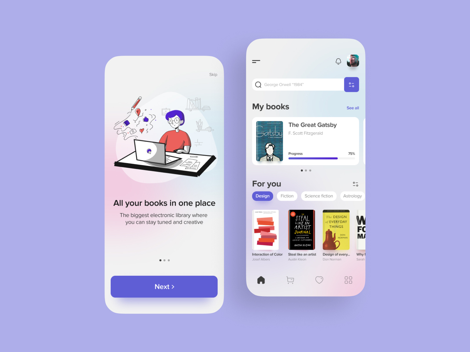 Electronic library - App design by Dmytro Nedvyha on Dribbble