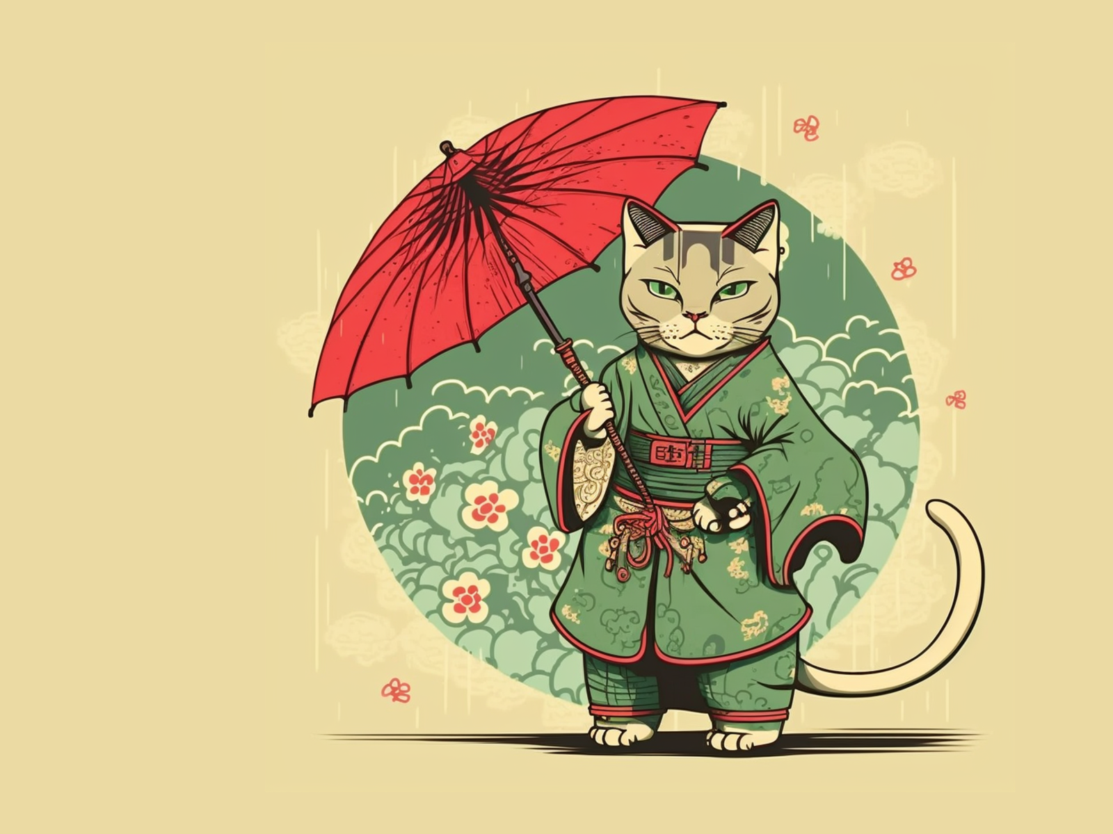 Samurai Cat Cartoon