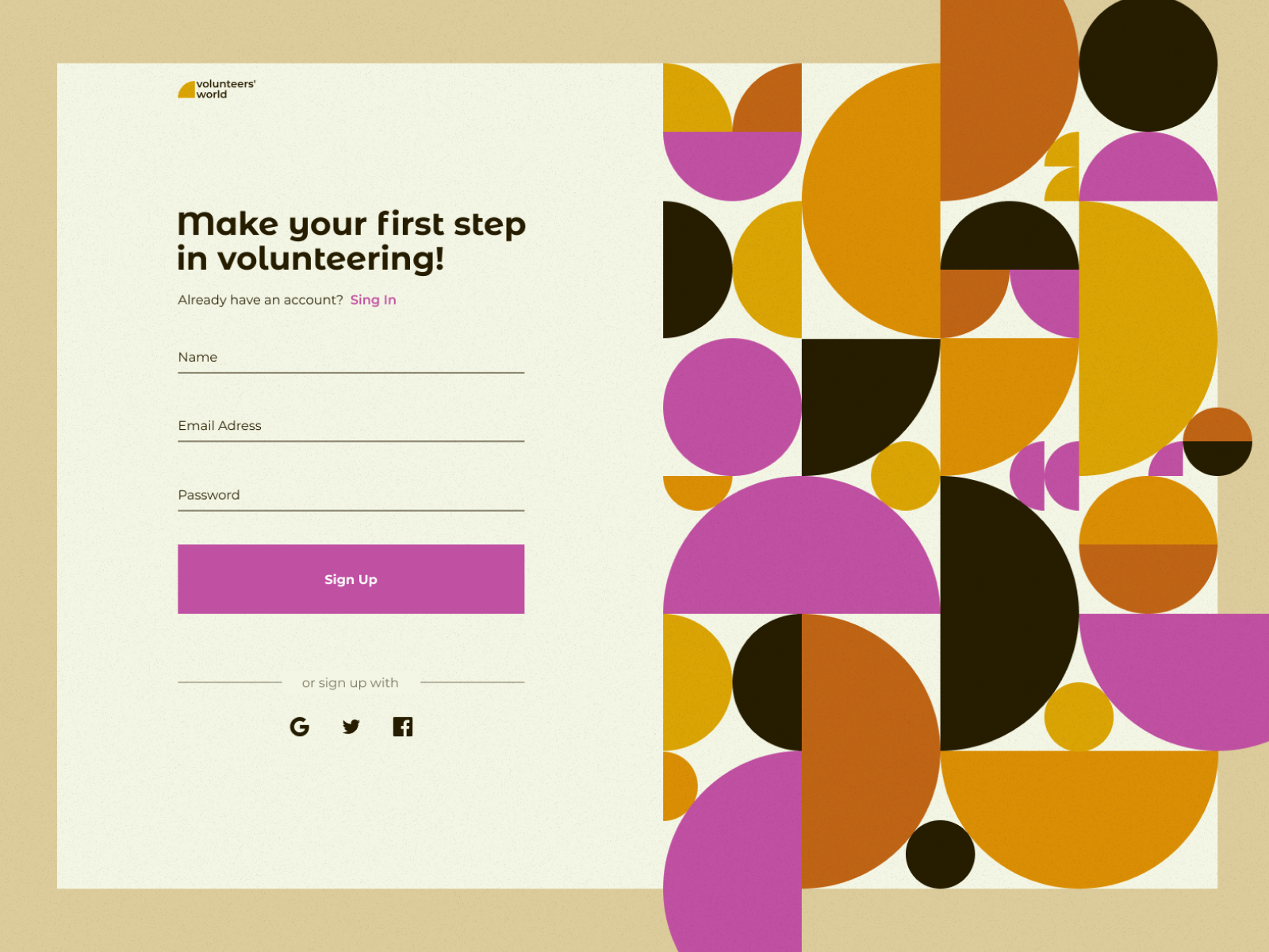 Sign Up page (Daily UI. Day 1) by Mary Zhavnerovich on Dribbble