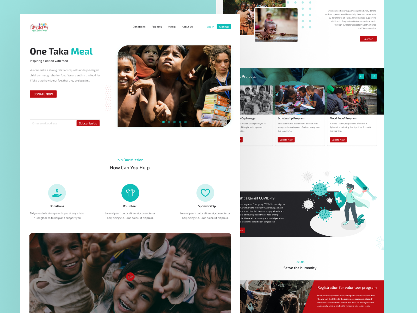 Charity Organization Landing Page | Bidyanondo webpage redesign by ...
