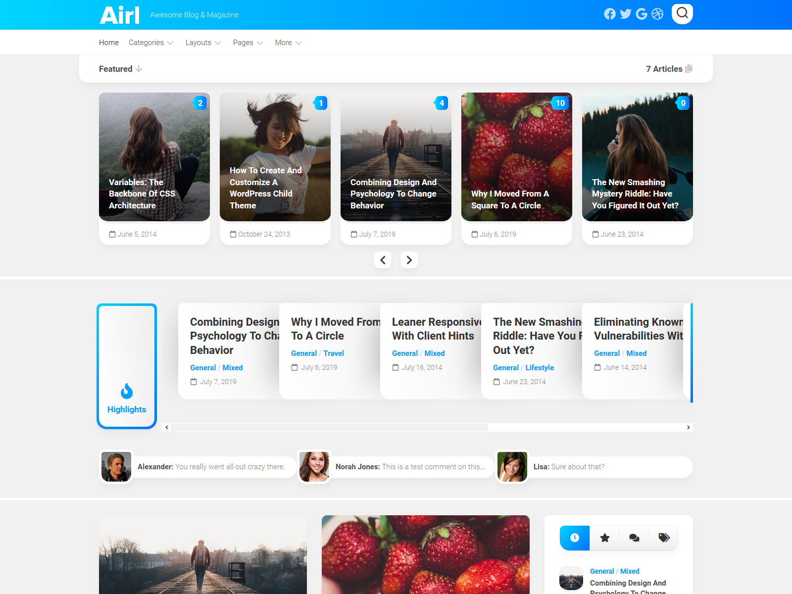 Airl WordPress Theme by Alexander Agnarson on Dribbble