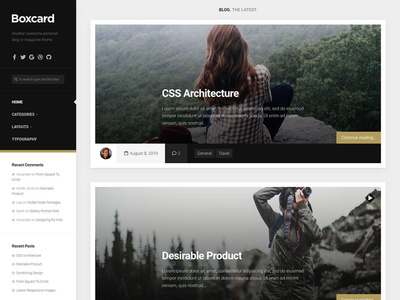 Boxcard WordPress Theme by Alexander Agnarson on Dribbble