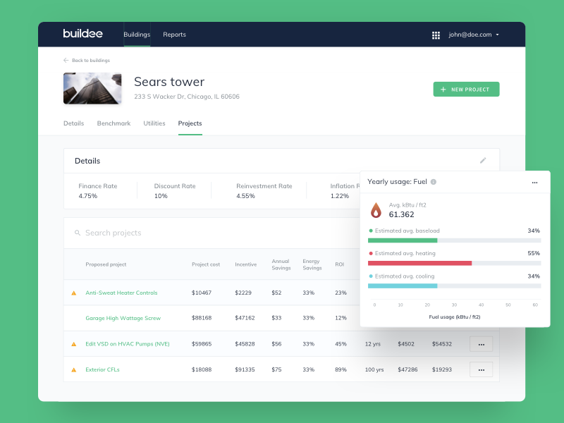 Buildee - projects table by Alex Lauderdale on Dribbble