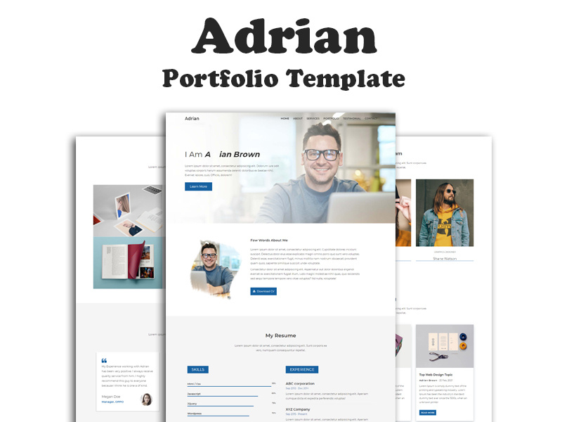 Adrian - Personal Portfolio Landing Page Template by Manash Kanti ...