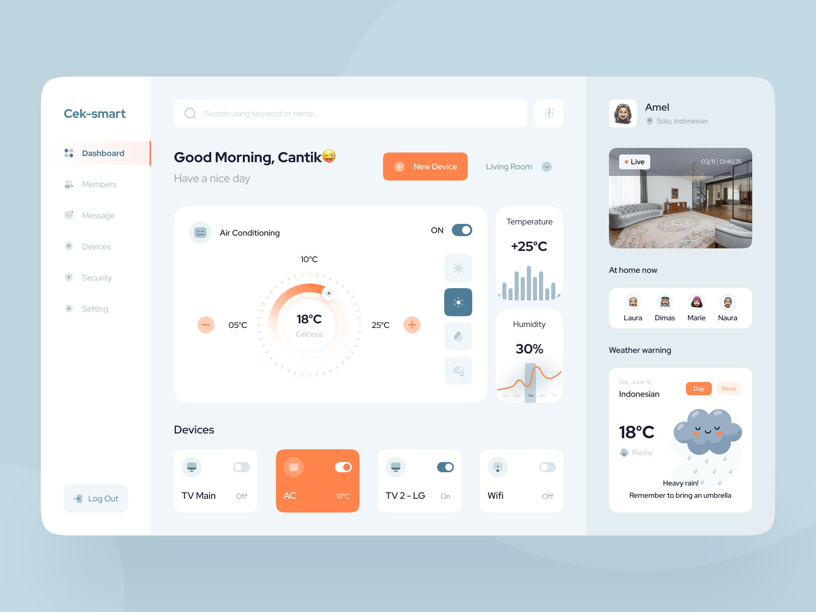 Cek-smart - Smart Home Dashboard by Amelia Nurvita🐻 for Vektora on Dribbble