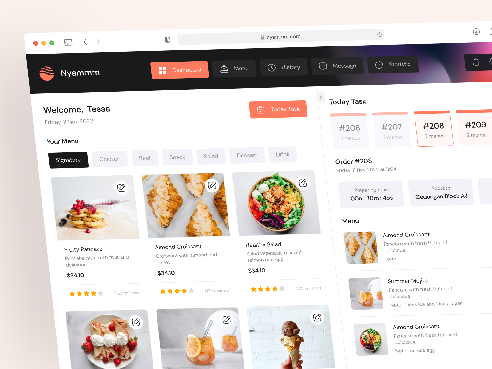 Nyammm - Food Delivery Dashboard by Amelia Nurvita🐻 for Vektora on Dribbble