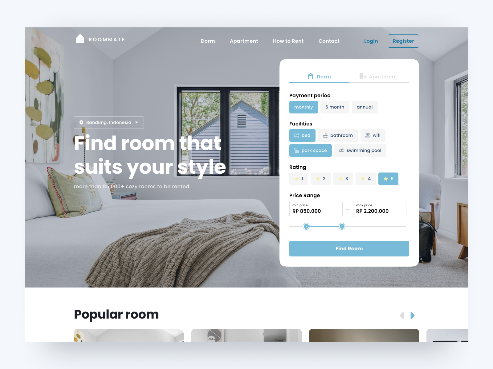 RoomMate - Room for Rent Website by Fata Ainul Fahmi on Dribbble