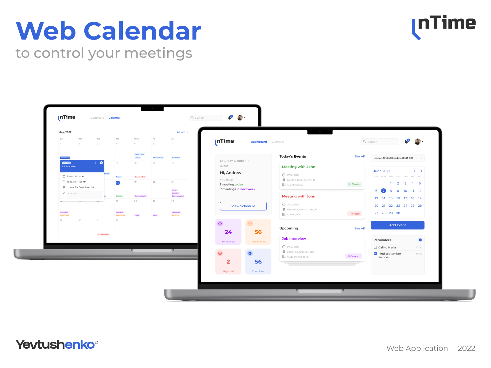 InTime Web App. Control Your Meetings by Andrew Yevtushenko on Dribbble