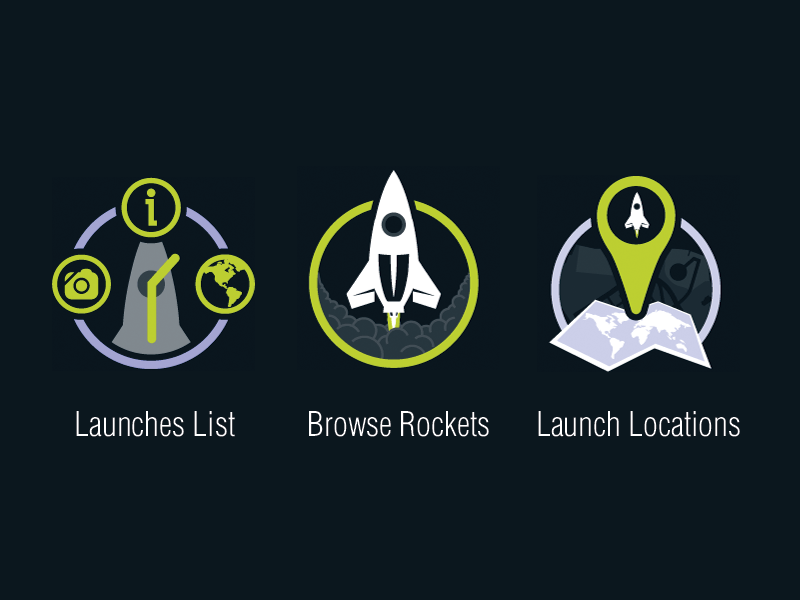 Rocket Launch app navigation icons by Michael Folini on Dribbble