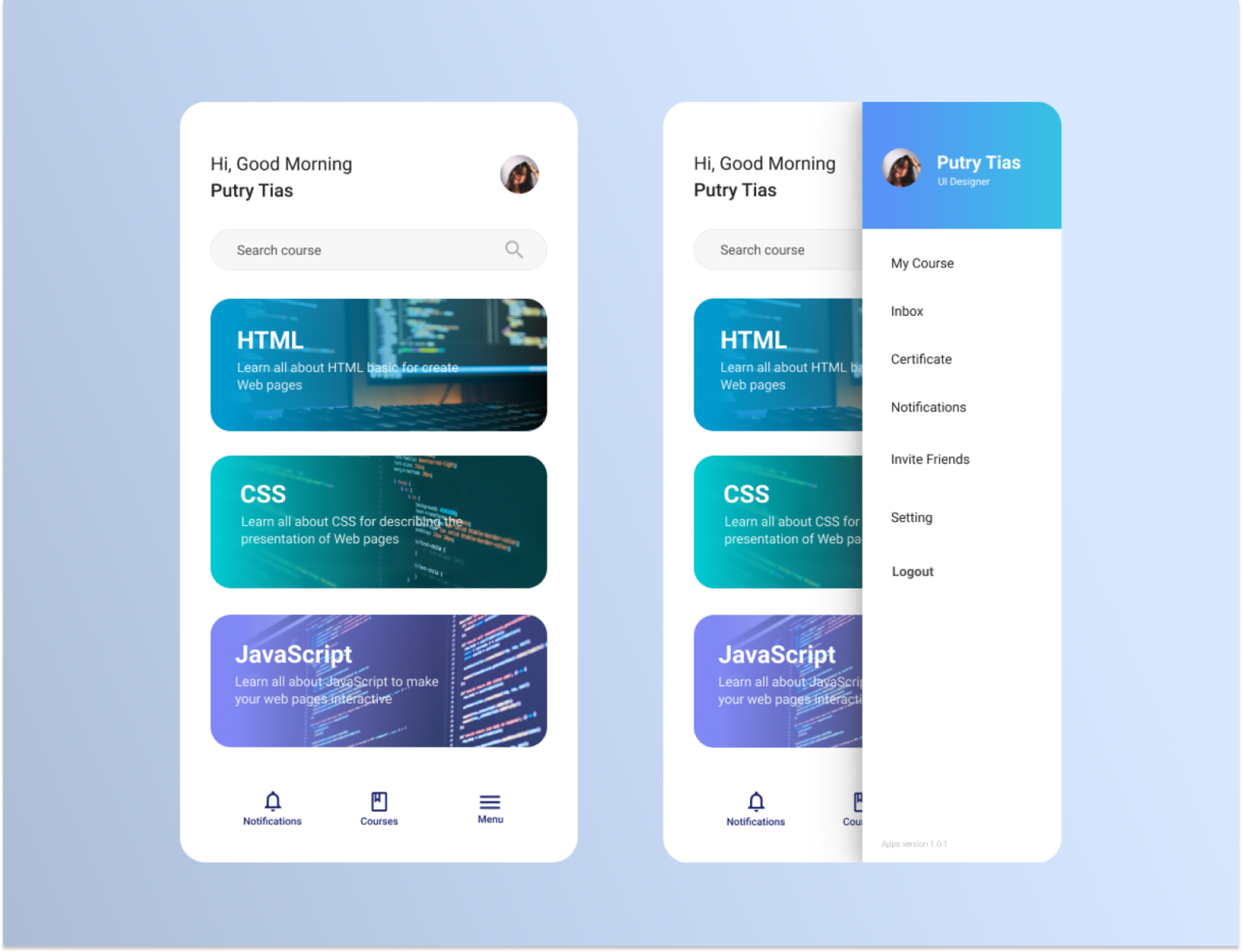 Learn with Code, Web Development Online Course Apps Design by Dede ...