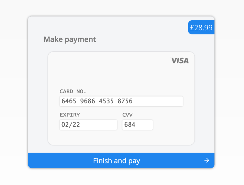 Debit/Credit card payment page by Nathan Arnold on Dribbble