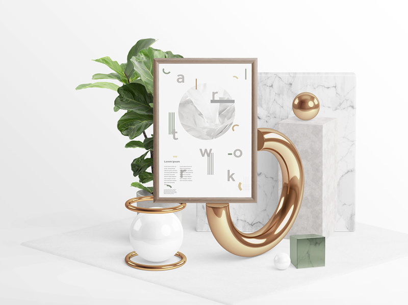 Free frame 3D mockup by Pixelib on Dribbble