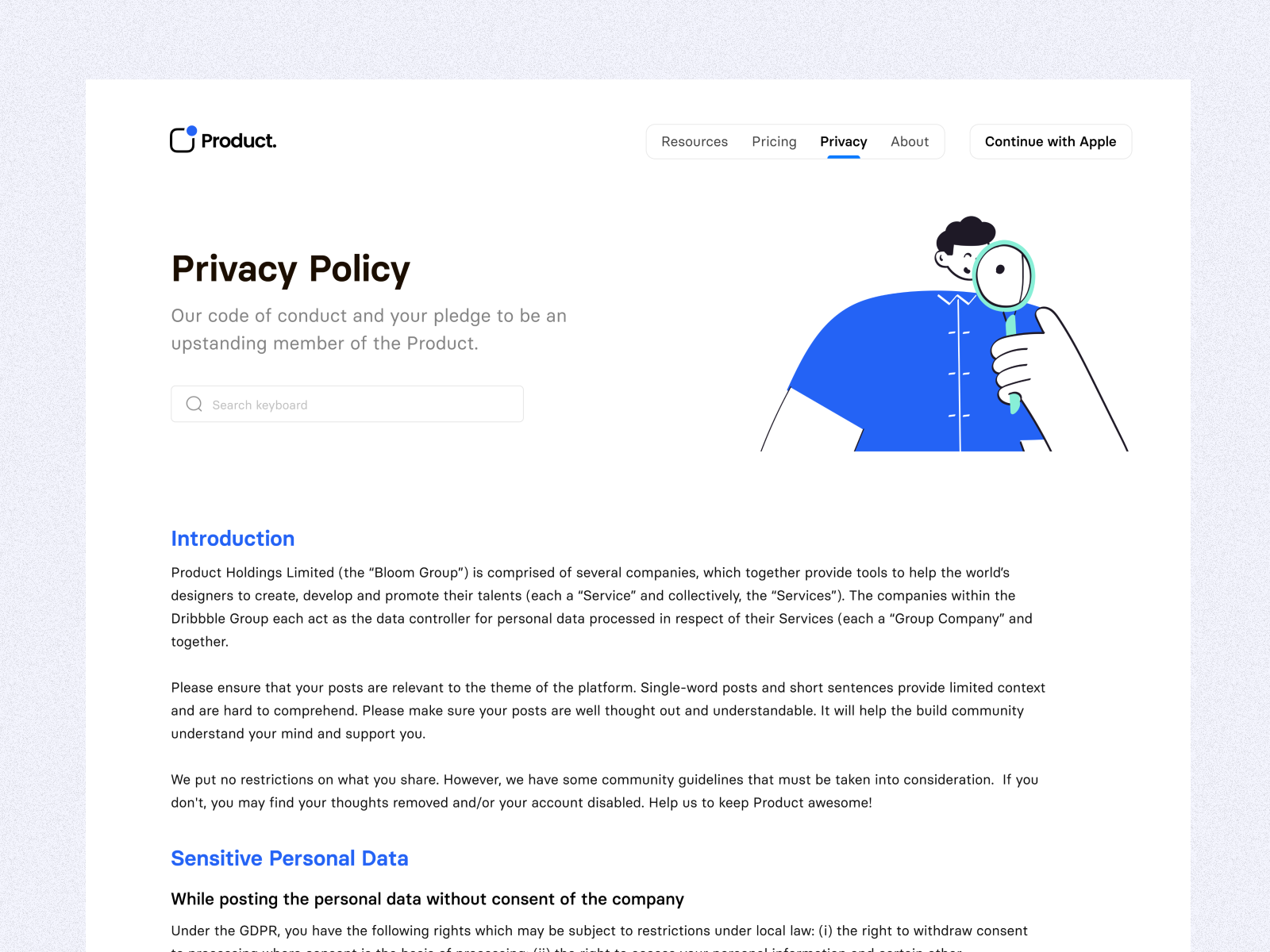 Privacy Policy by Nikhil Singh on Dribbble