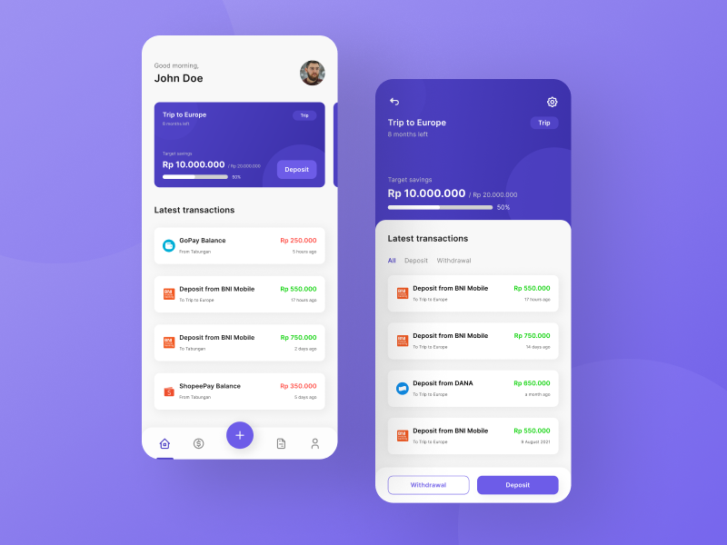 Saving App by Ananda Faris on Dribbble