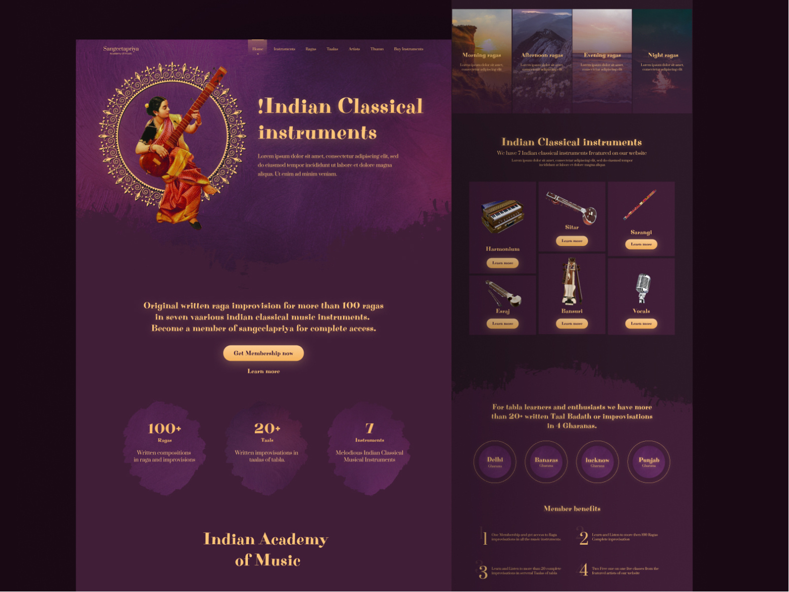 !Indian Classical instruments web design by Axay Devikar on Dribbble
