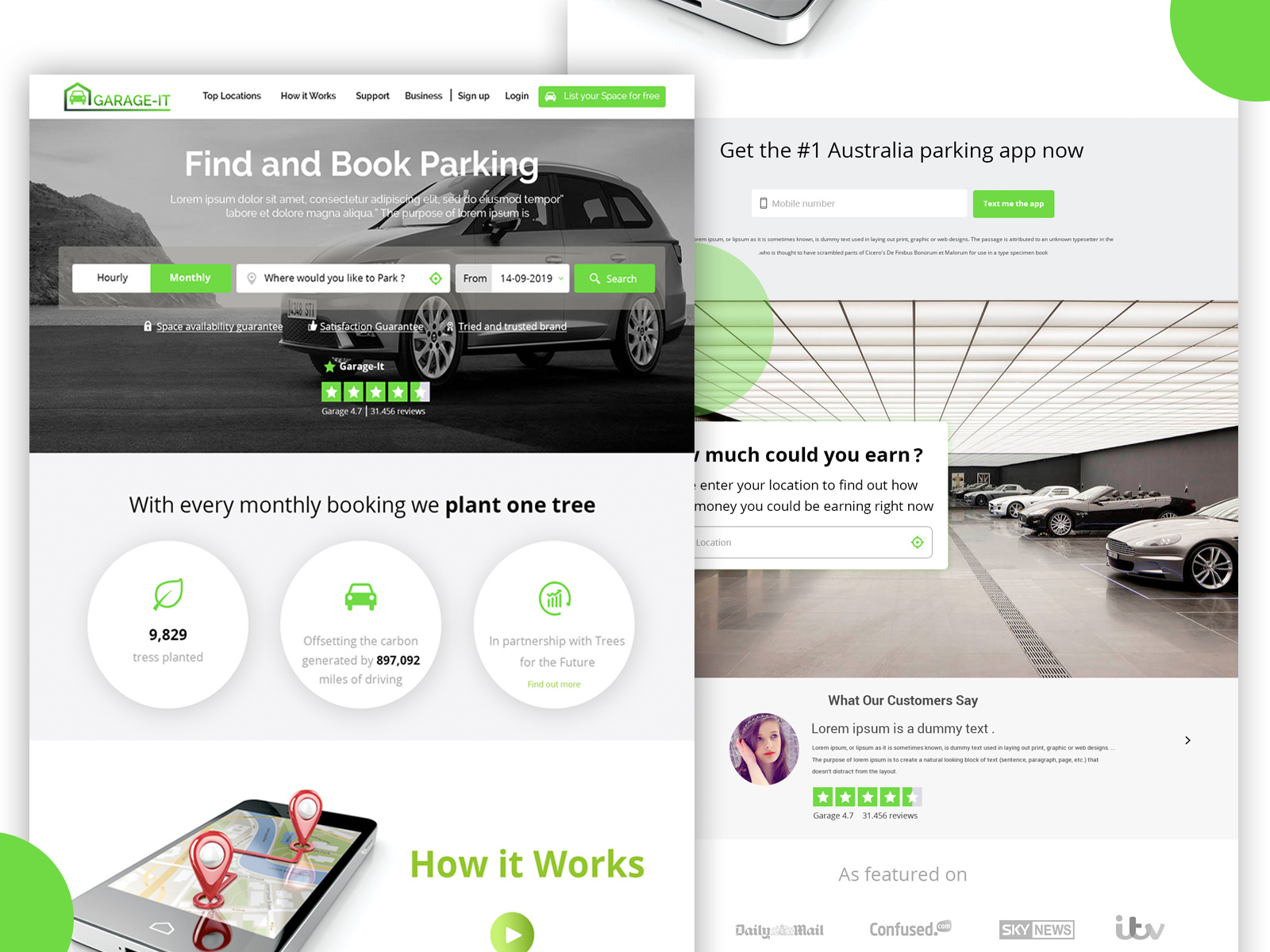 Garage It Home page by Hardeep Kaur on Dribbble