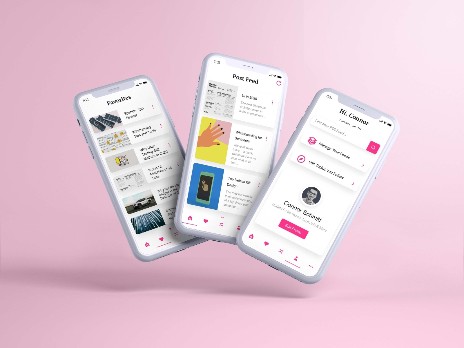 RSS Feed App Design by Connor Schmitt on Dribbble