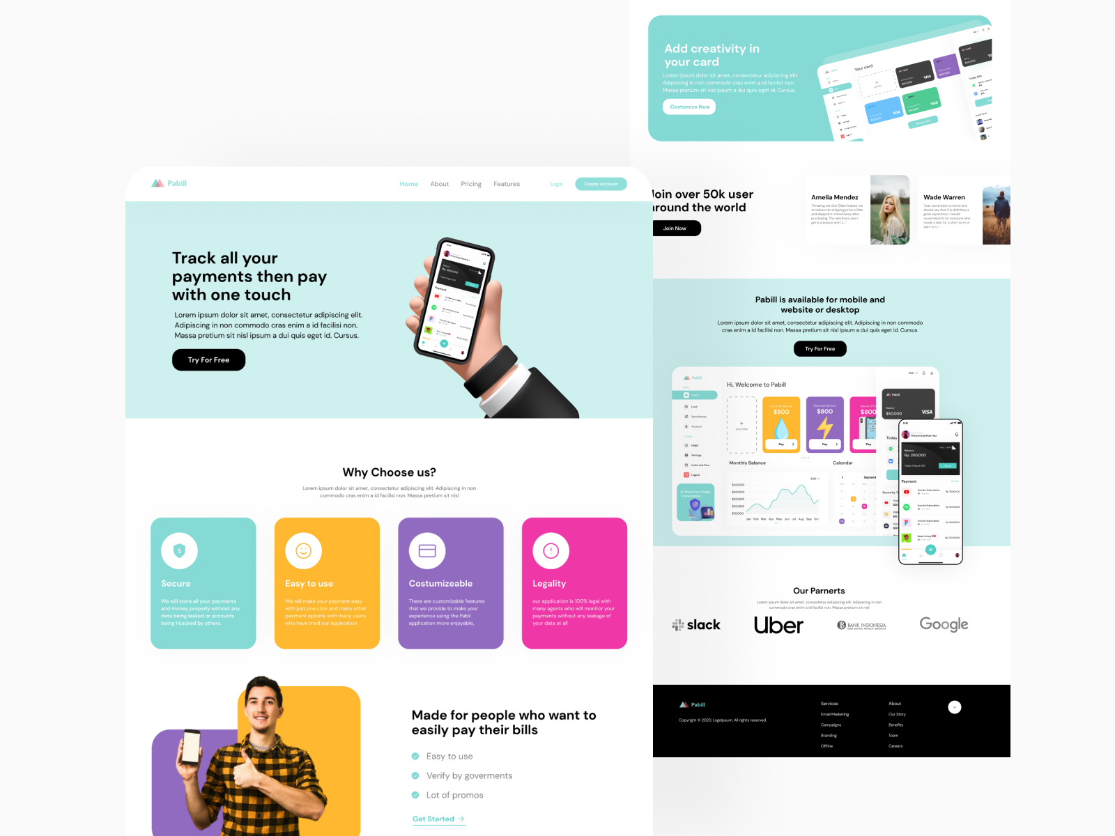 Pabill landing page by Designbyiam on Dribbble