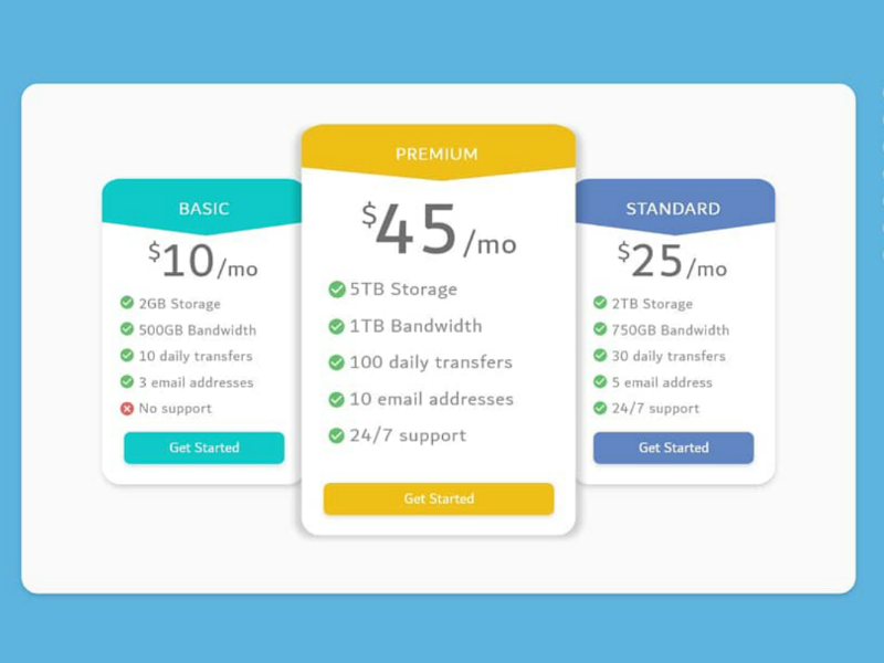 Pricing Plan by Seye Oyeniran on Dribbble