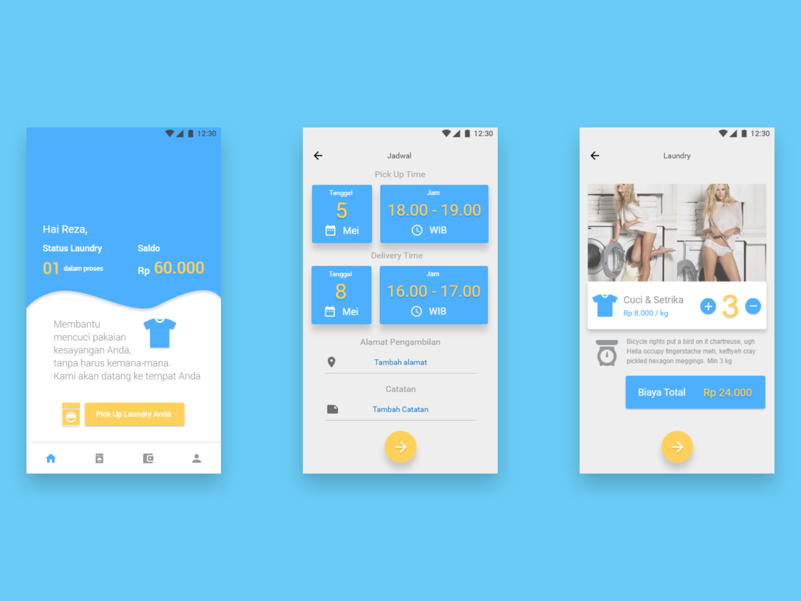 UI for Laundry Services by Reza Sidharta on Dribbble