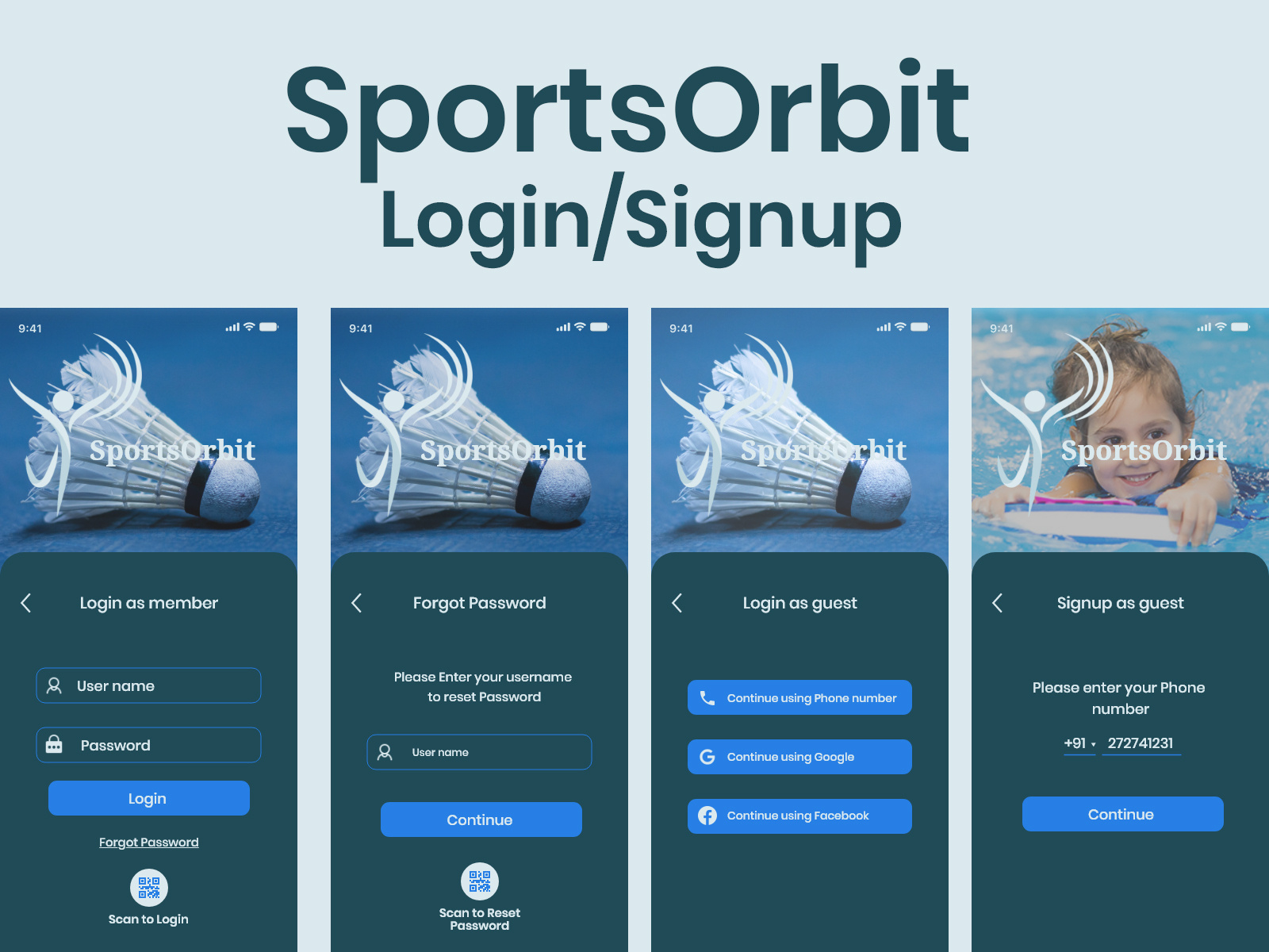 SportsOrbit Login Signup Screens by Masood Ahmad on Dribbble