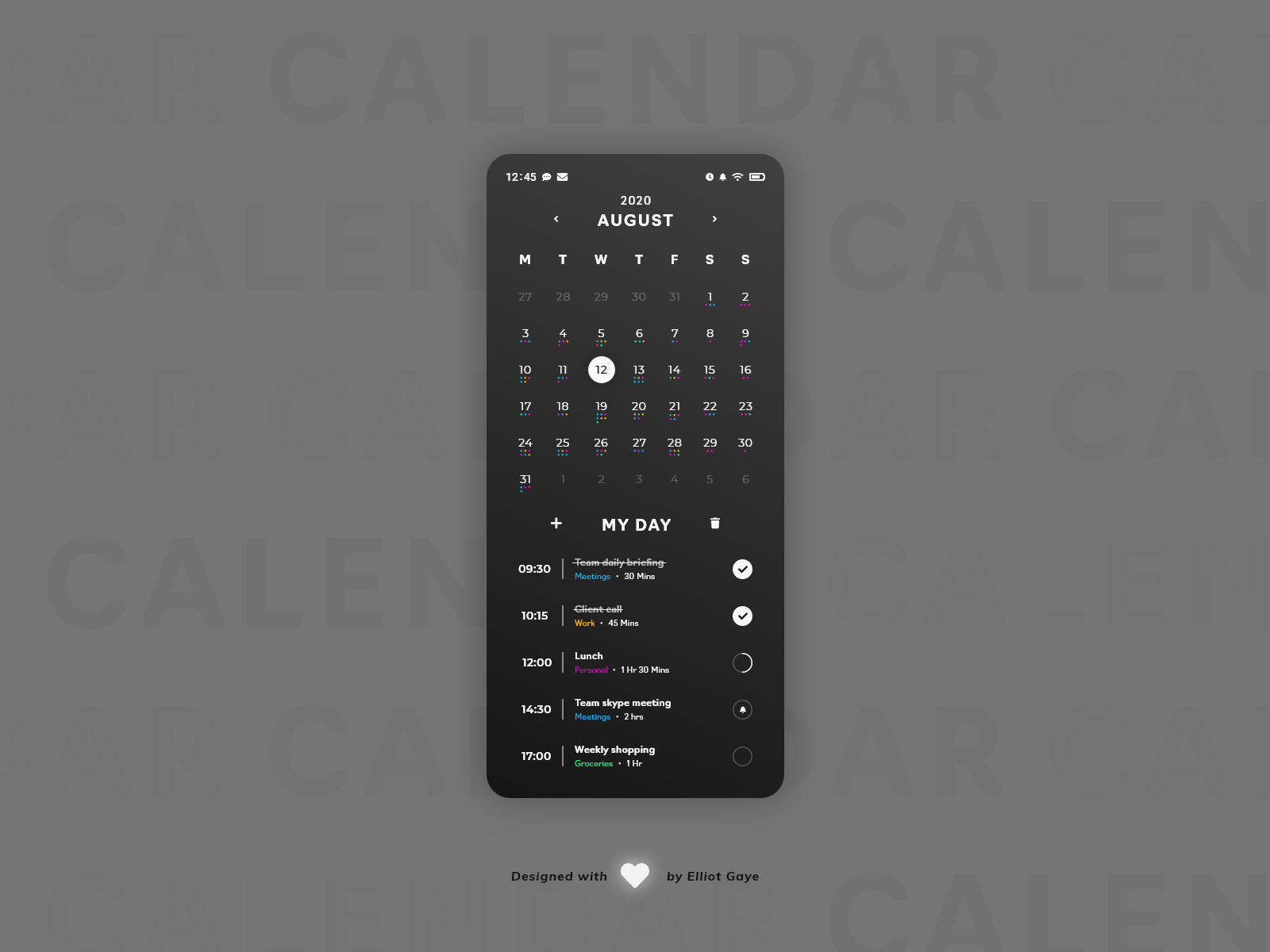 DailyUI 038 Calendar By Elliot Gaye On Dribbble dailyui-038-calendar-by-elliot-gaye-on-dribbble