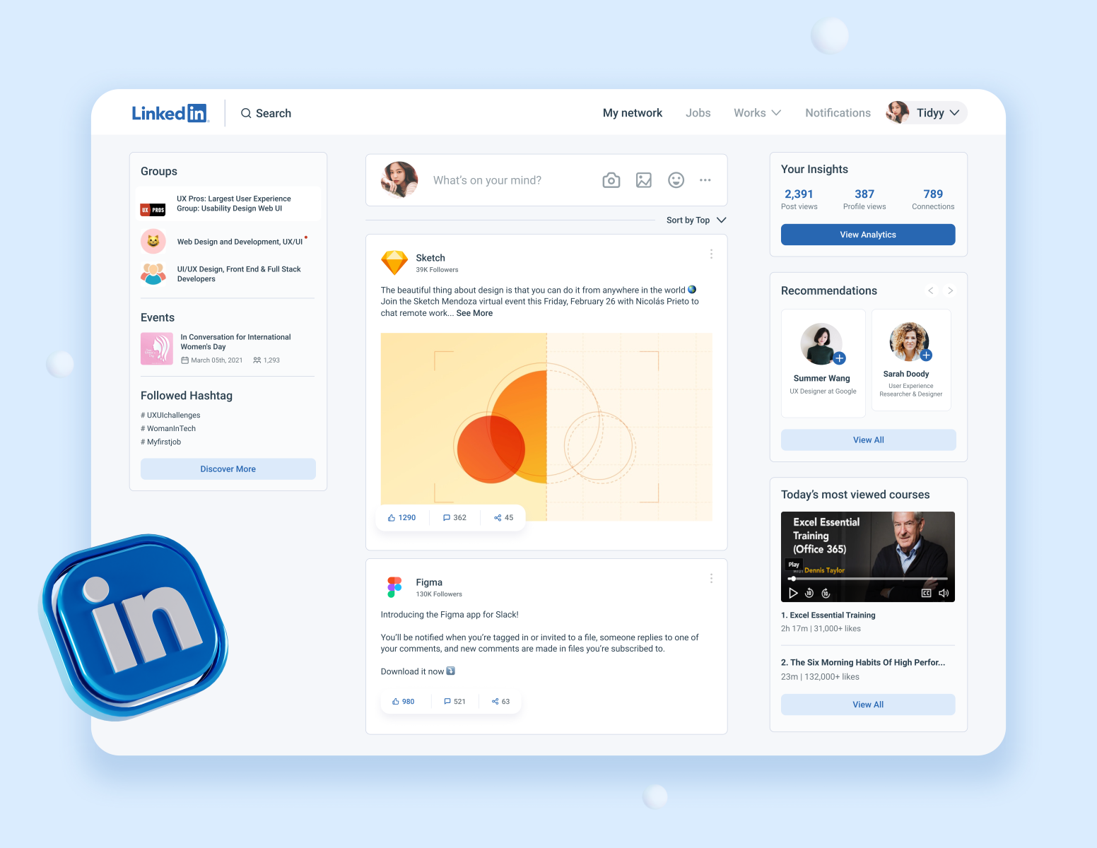 LinkedIn Re-design by Tidyy on Dribbble