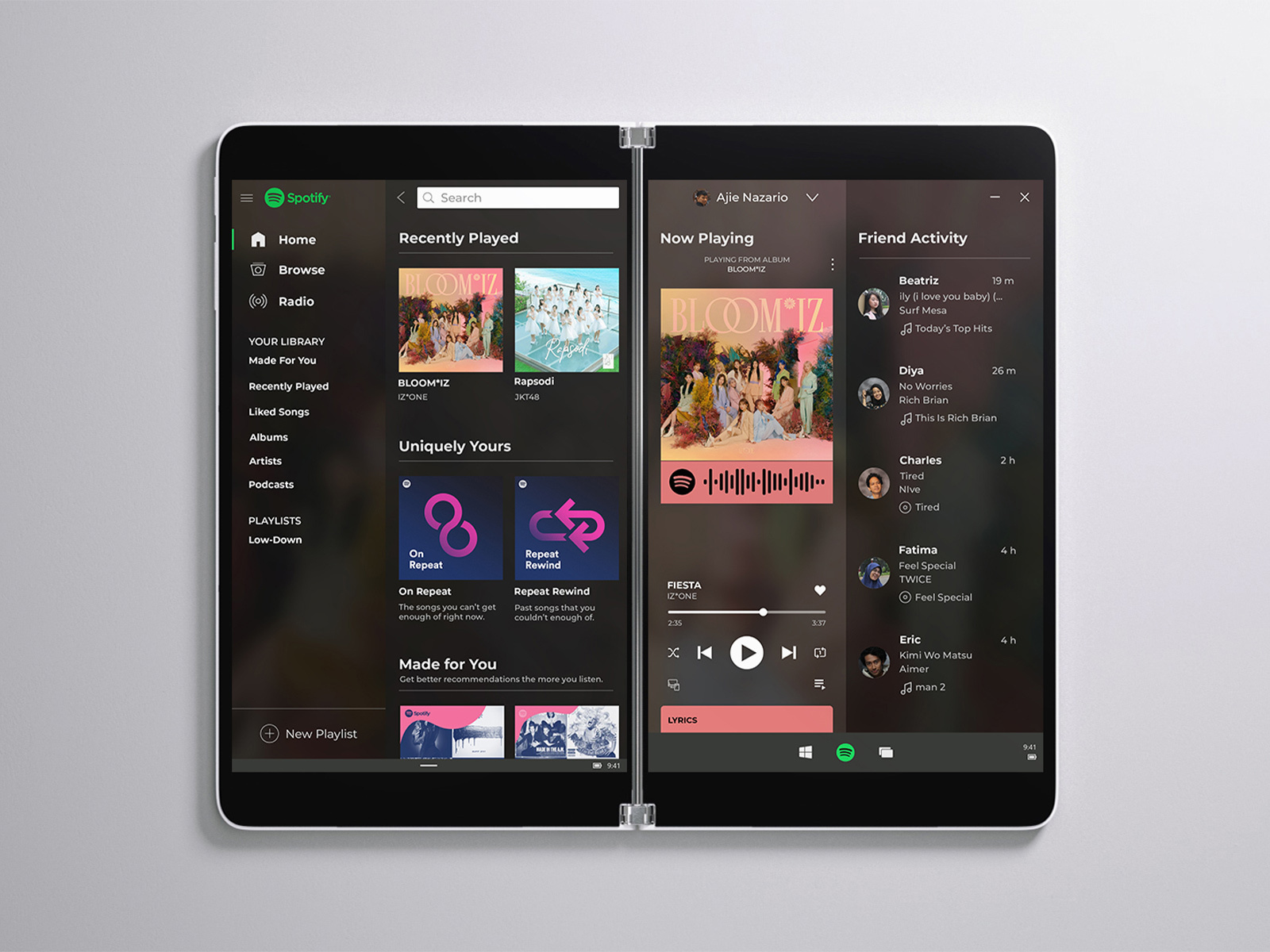 Spotify for Windows 10X Concept by Ajie Nazario Agatha on Dribbble