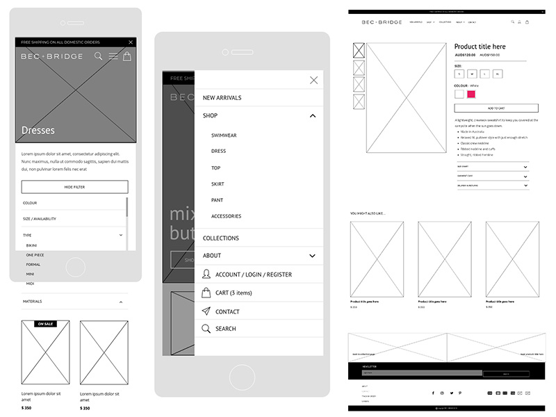 Bec Bridge Wireframes by valevale design on Dribbble