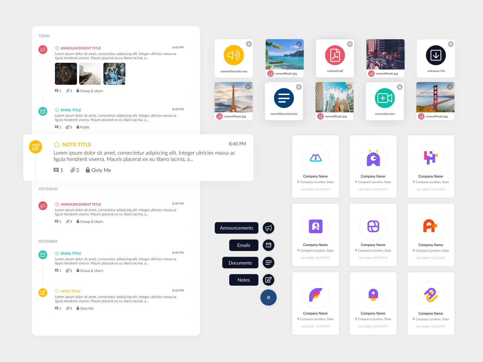Ui elements for a feed by Florencia Yannuzzi on Dribbble