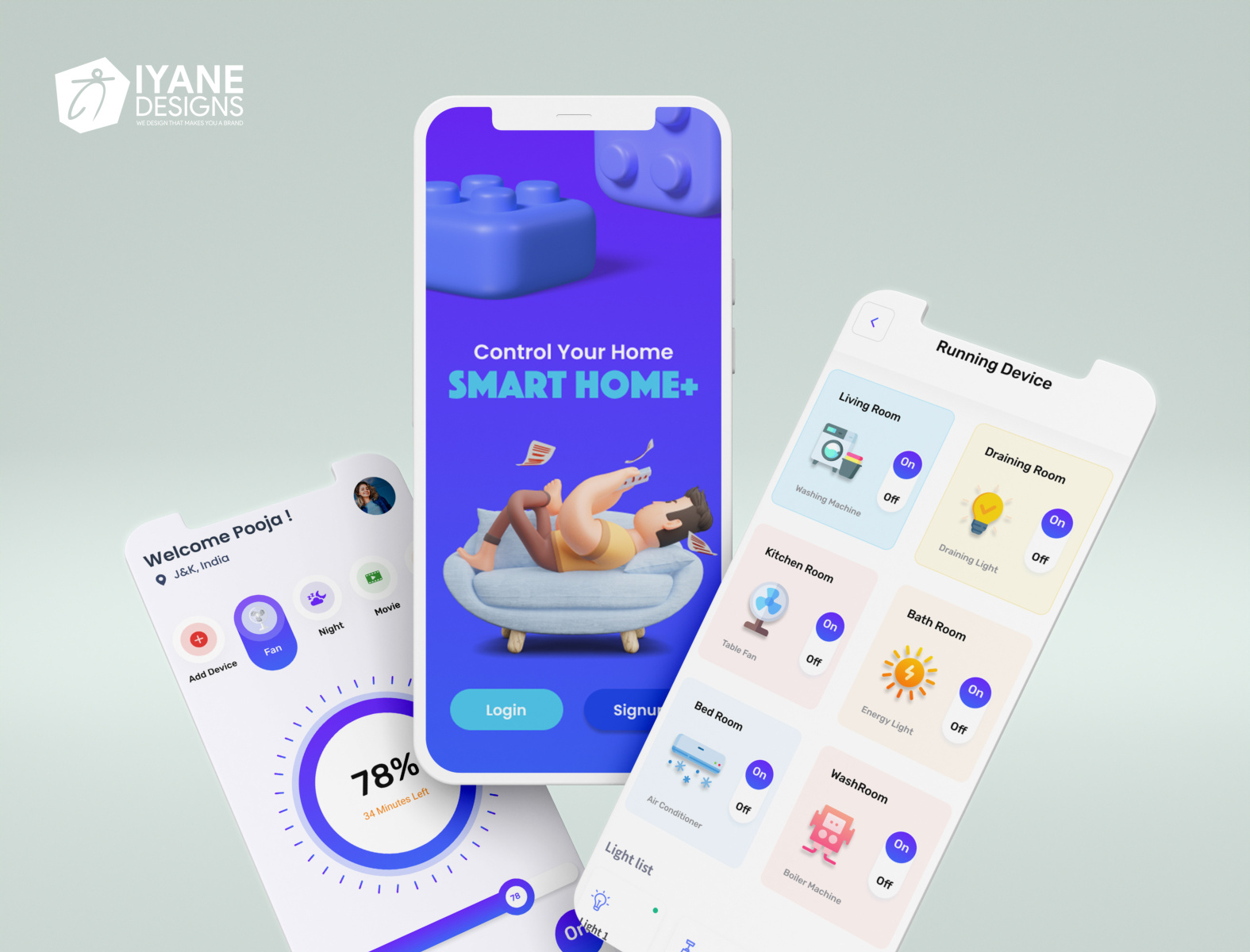 Smart Home mobile app UI by IYANE Designs on Dribbble