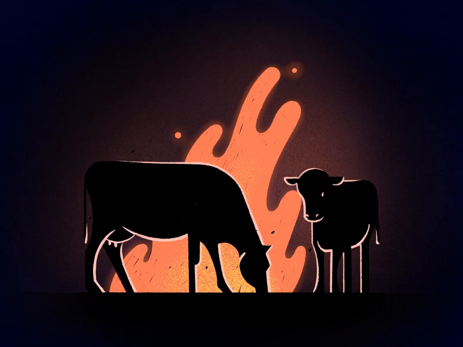 Cows around Bonfire by Anastasiia Andriichuk on Dribbble