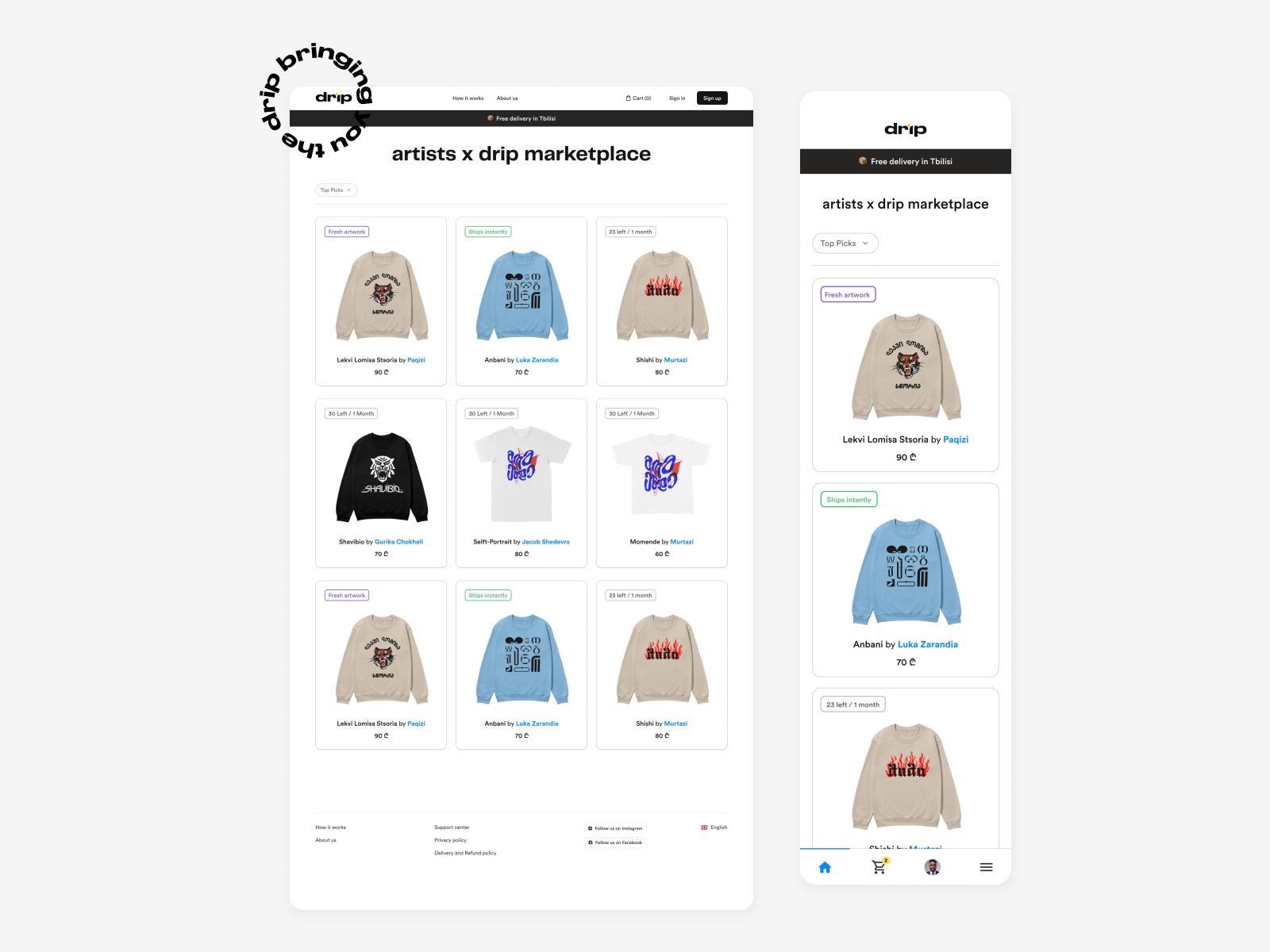 Drip.ge / E-commerce website by Marina N. on Dribbble