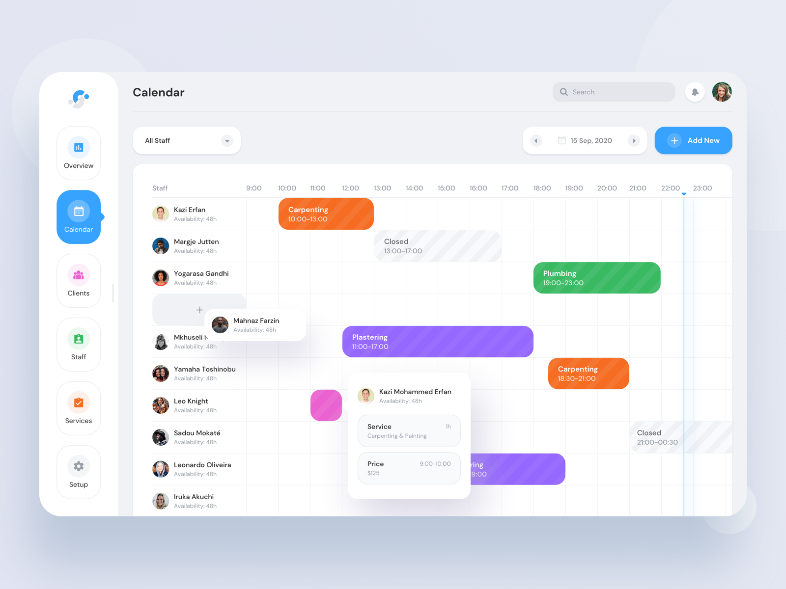 Booking Timeline - Calendar by Pentaclay on Dribbble