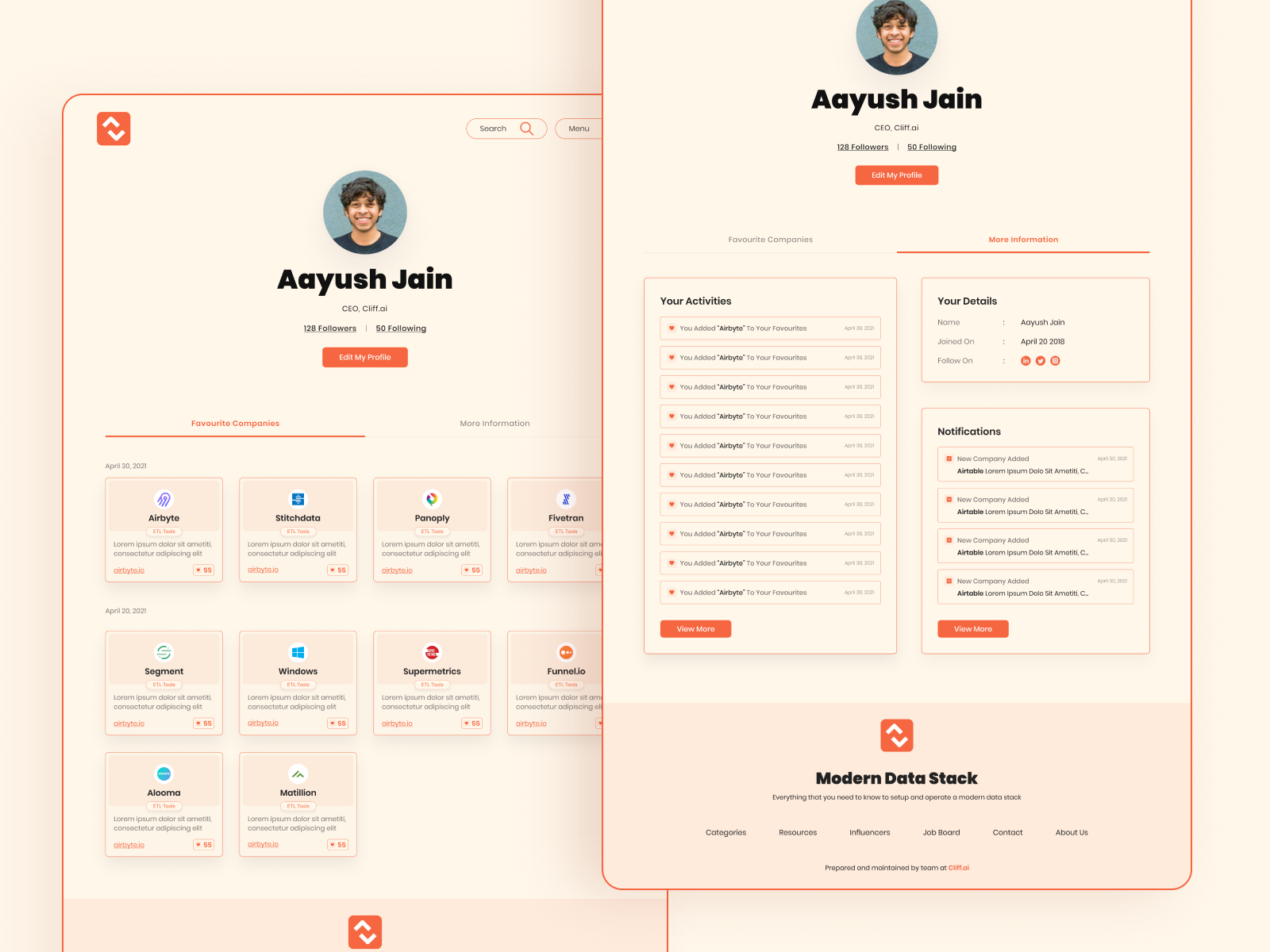 Modern Data Stack - Profile Page by Swati Pal on Dribbble