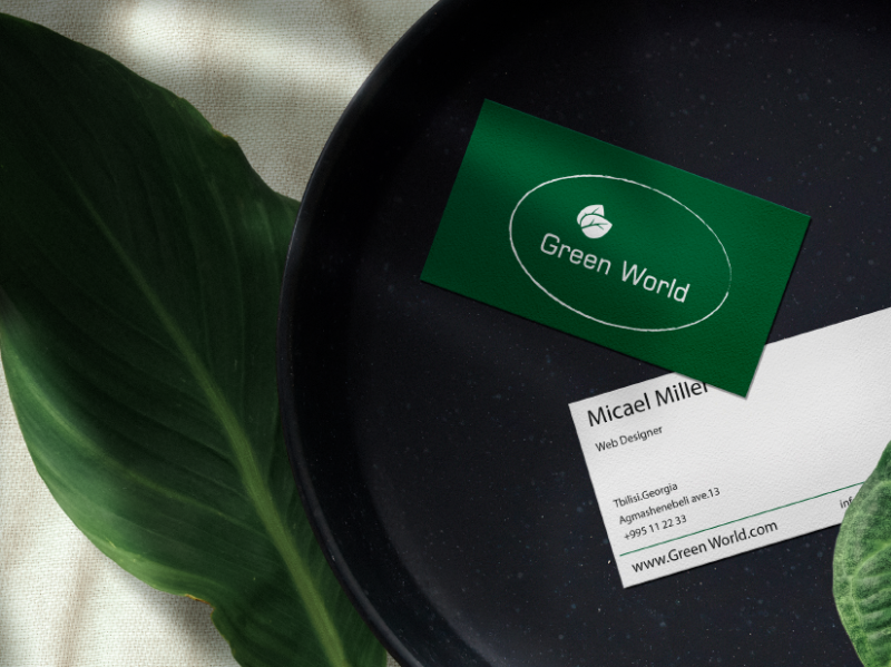 Visit card for "Green world" by Ana Gugava on Dribbble
