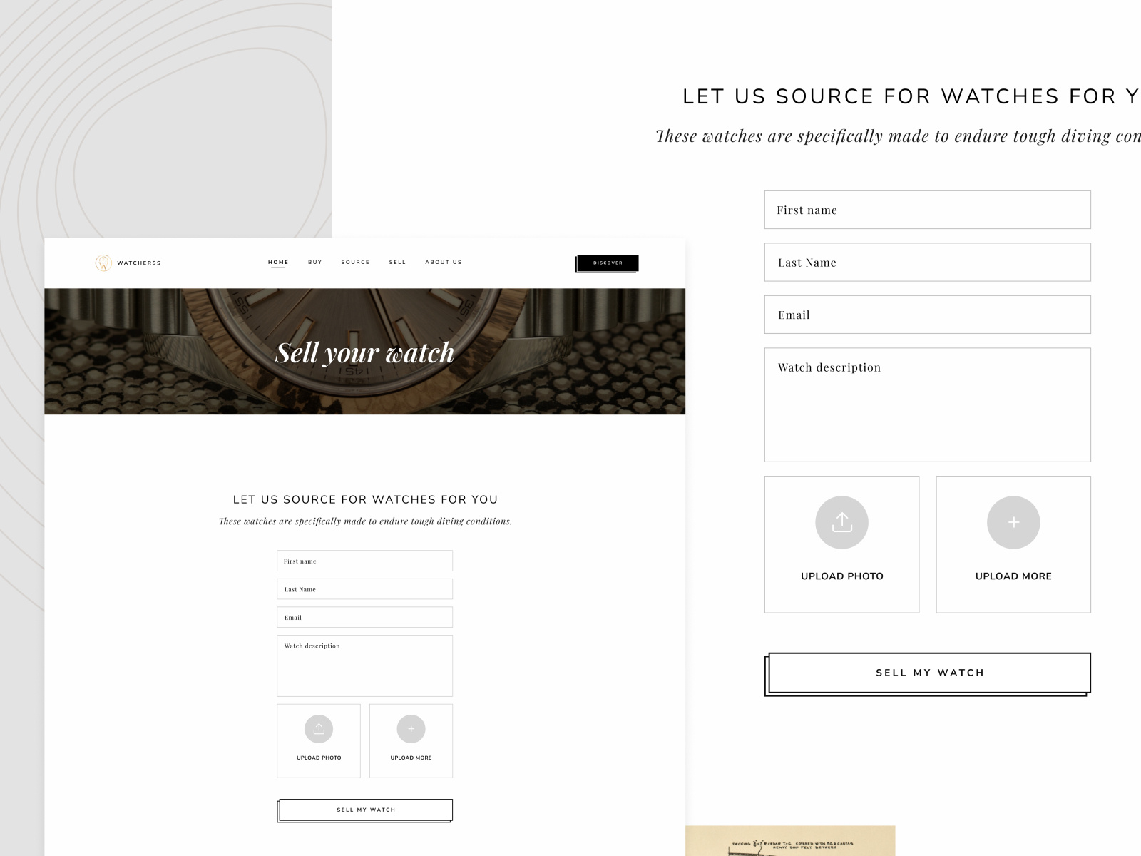 "Sell a watch" page of luxury watch brand by Mina on Dribbble